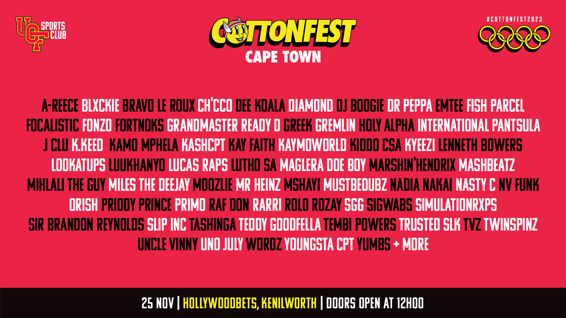 COTTON FEST LINEUP CONFIRMED FOR THE SECOND CAPE TOWN EDITION - Hypress ...